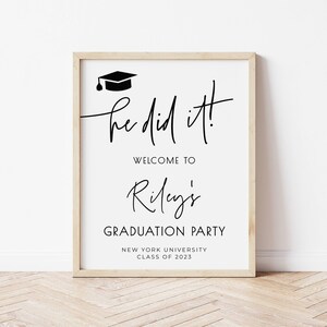 He Did It Graduation Welcome Sign Template Printable - Etsy