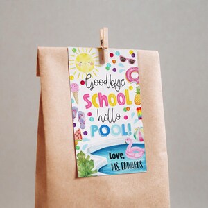 Goodbye School Hello Pool Gift Tag Template, Printable Summer School's ...