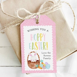 Hoppy Easter Gift Tag Template, Printable Easter Basket Favor Tags ...