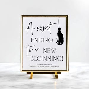 A Sweet Ending to A New Beginning Sign Template, Printable Graduation ...