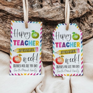 Happy Teacher Appreciation Week Gift Tag Template, Printable Thank You ...