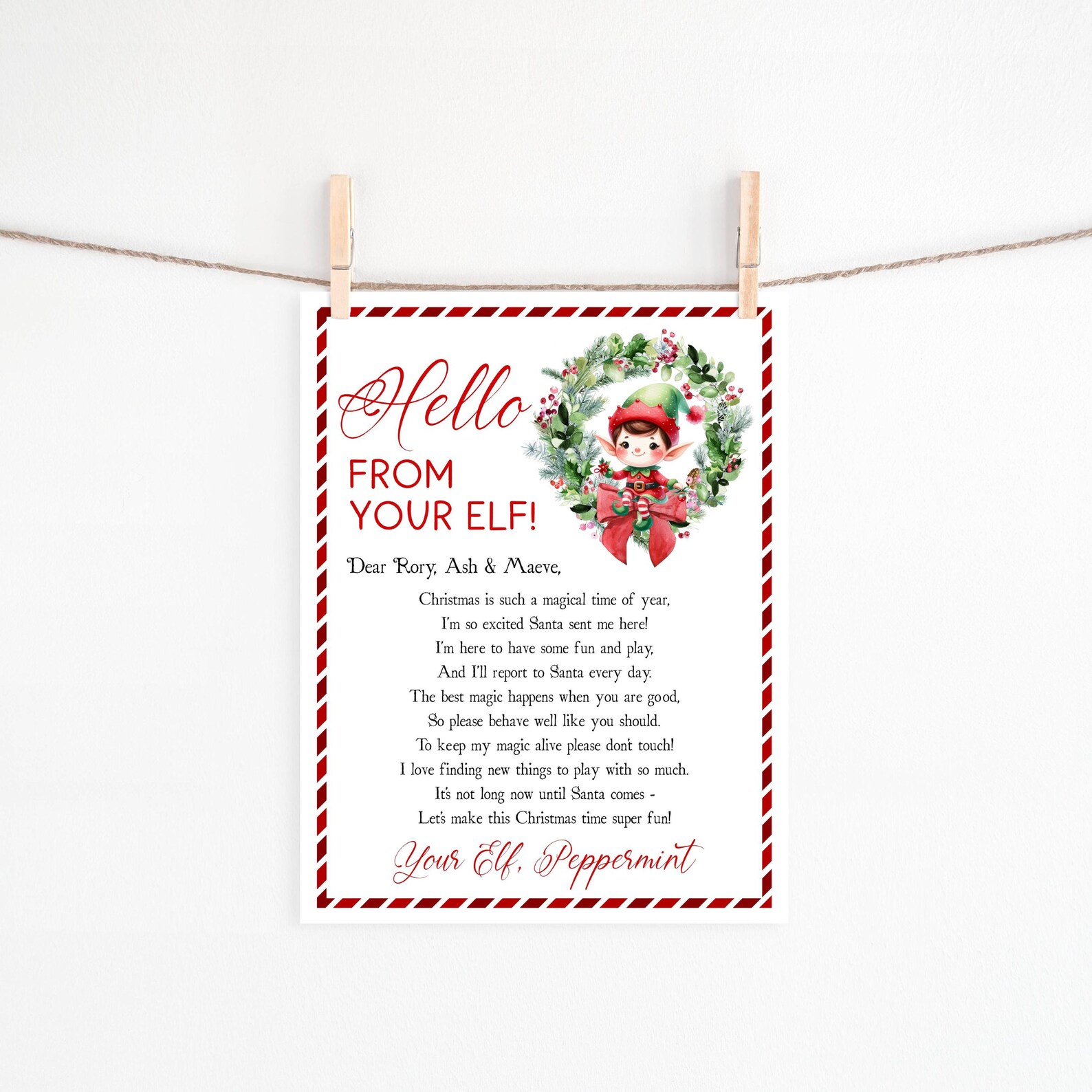 Editable Elf Introduction Letter Template, Printable Hello From Your ...