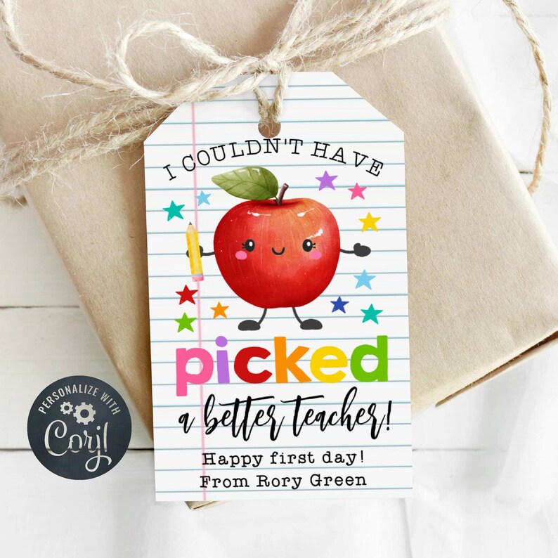Back to School Apple Gift Tag Template, Printable Couldn't Have Picked ...