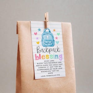 Backpack Blessing Gift Tag Template, Printable Back to School Religious ...