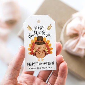 Printable Thanksgiving Gift Tag Template, Cute Turkey Favor Tags ...