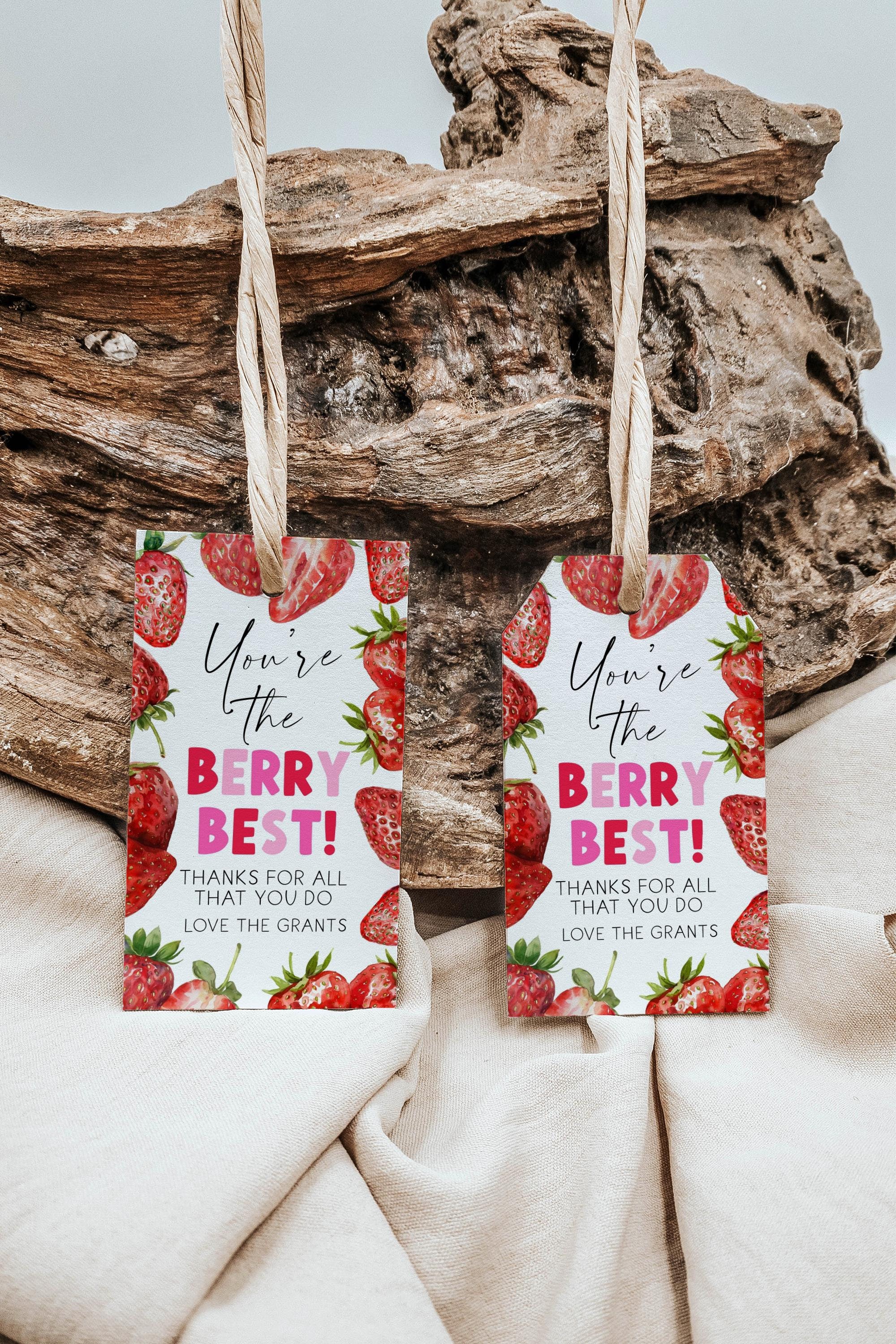 You're the Berry Best Gift Tag Template, Printable Strawberry Teacher ...