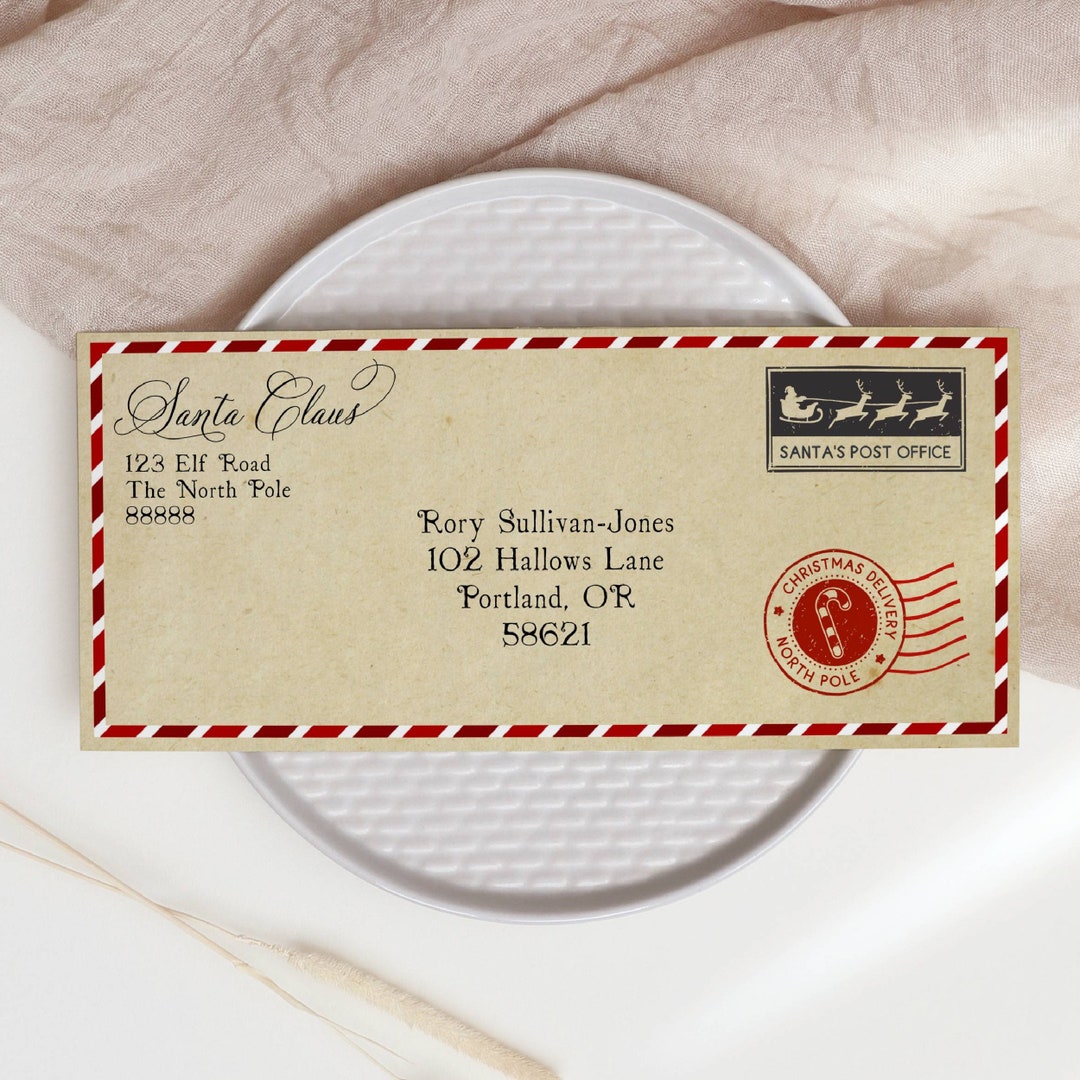 Editable Vintage Letter From Santa Envelope Template, Printable North ...