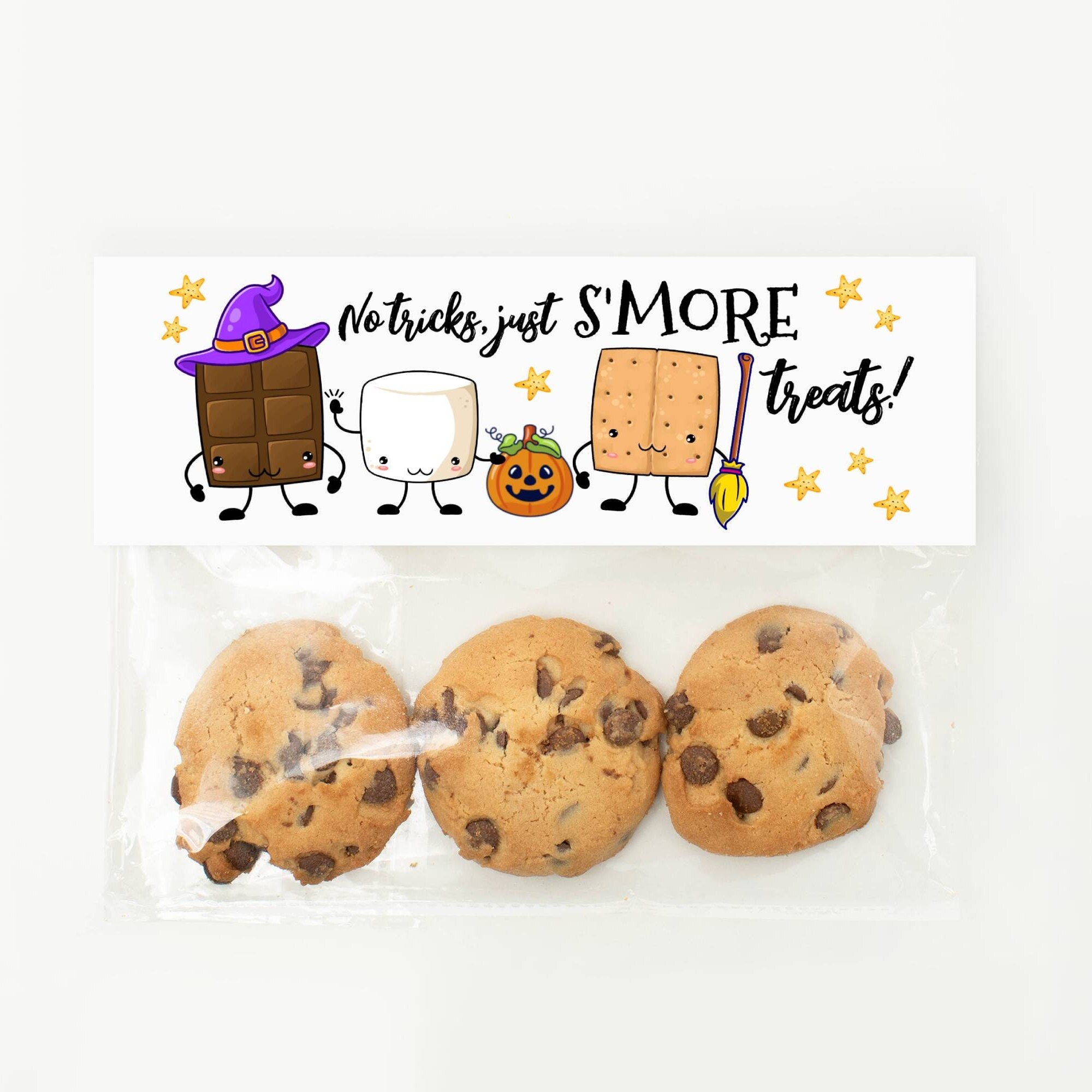 Printable S'mores Halloween Treat Bag Toppers No Tricks - Etsy