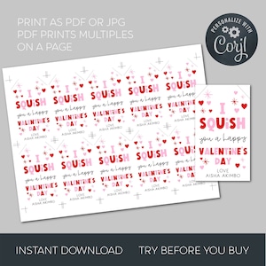 I Squish You A Happy Valentine's Day Gift Tag Template, Printable ...