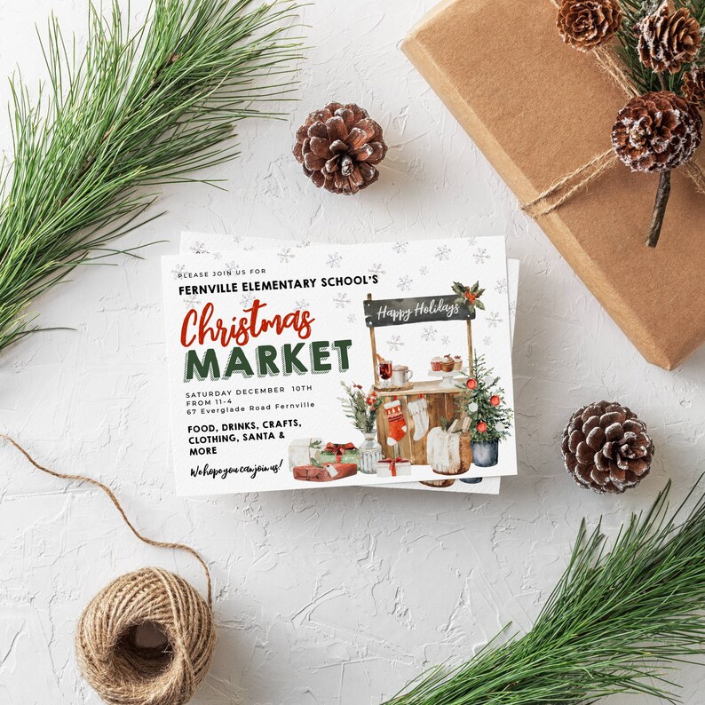 Editable Christmas Market Flyer Template Printable Holiday - Etsy