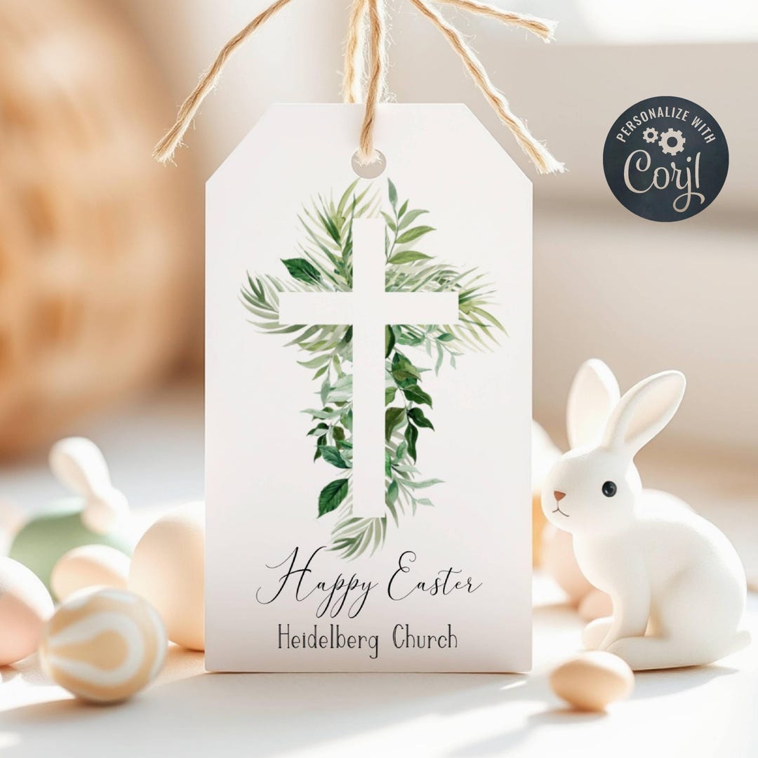 Easter Cross Gift Tag Template, Printable Easter Favor Tags, Editable ...