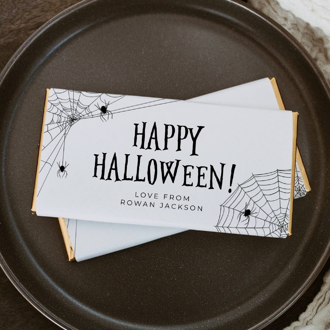 Halloween Spiderwebs Chocolate Bar Wrapper Template, Printable Spooky ...