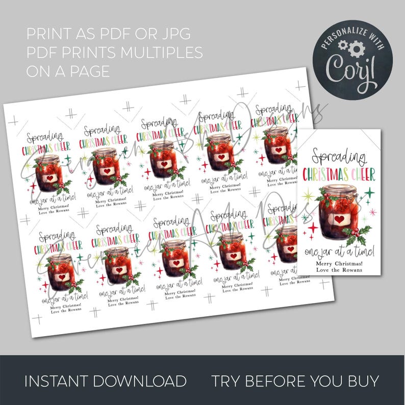 Christmas Jam Gift Tag Template, Printable Spreading Christmas Cheer ...