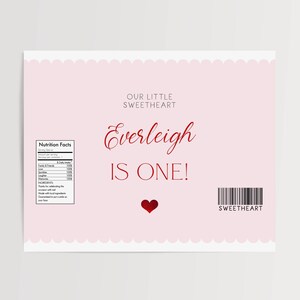 Printable Valentine Birthday Chip Bag Template, Editable Our Little ...