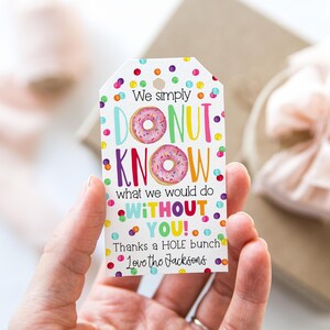 Donut Appreciation Gift Tag Template, Printable Donut Know What We ...