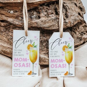 Mimosa Mother's Day Gift Tag Template, Printable Cheers to My Favorite ...