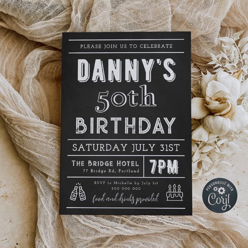 Chalkboard Invitation - Etsy