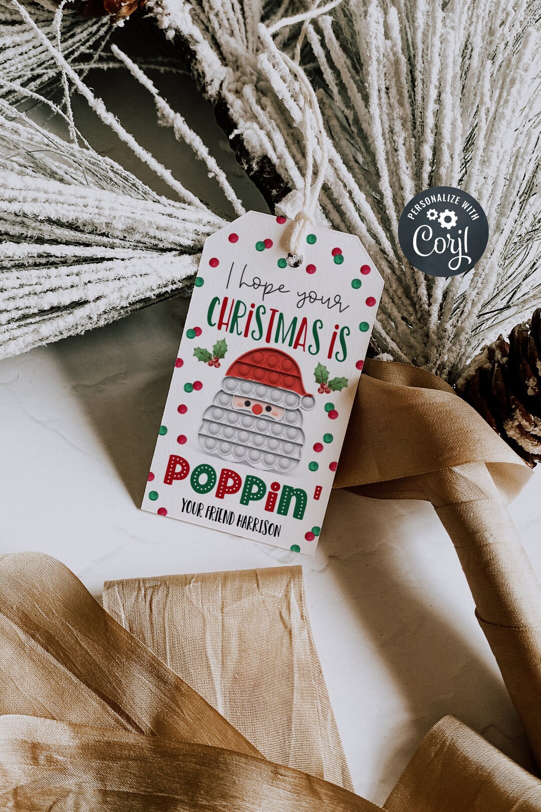 Christmas Pop It Gift Tag Template Printable Poppin' - Etsy