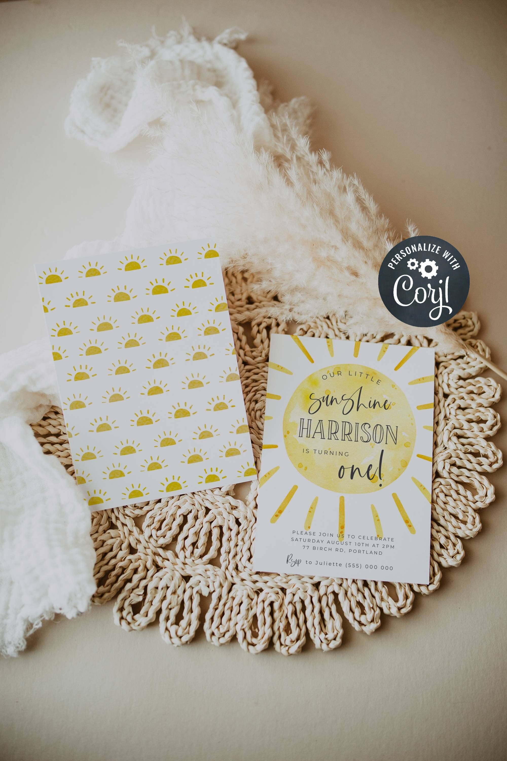 Sunshine Birthday Invitation Template Printable First Trip - Etsy