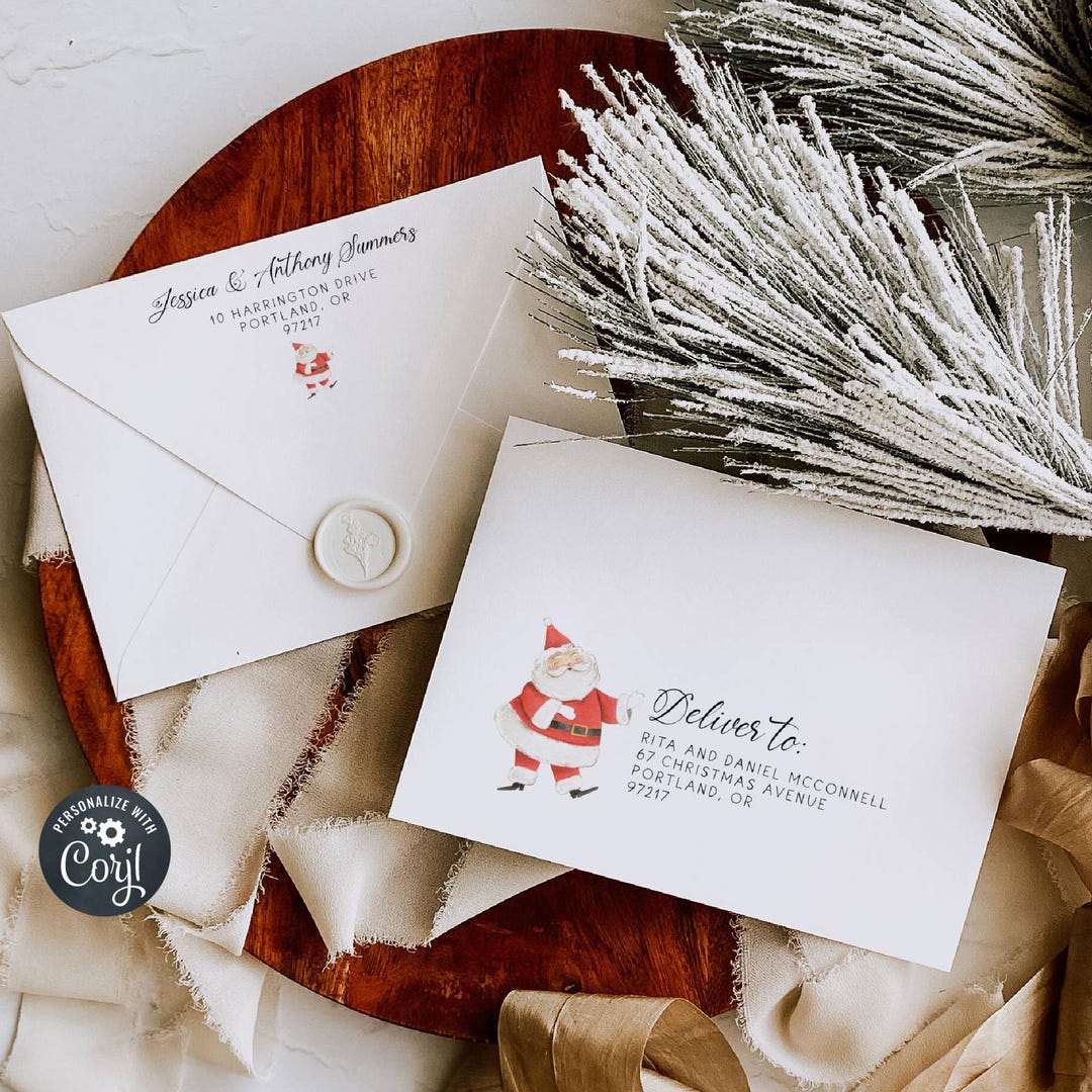 Editable Santa Christmas Envelope Template, Printable Holiday Envelope ...