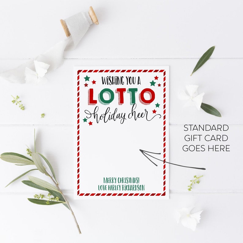 Christmas Lottery Ticket Card Template, Printable Holiday Gift Card ...