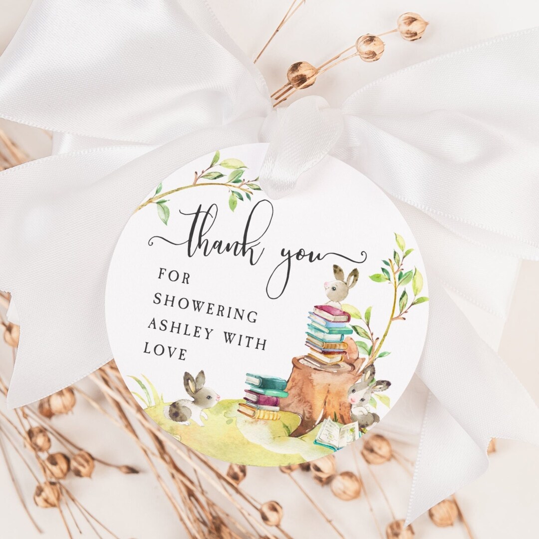Storybook Baby Shower Round Gift Tag Template, Printable Book Themed ...