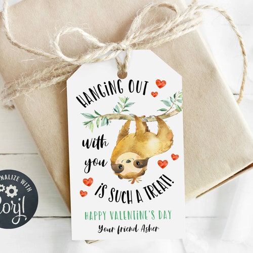Sloth Valentine Gift Tags Printable Kids Valentine's Day - Etsy