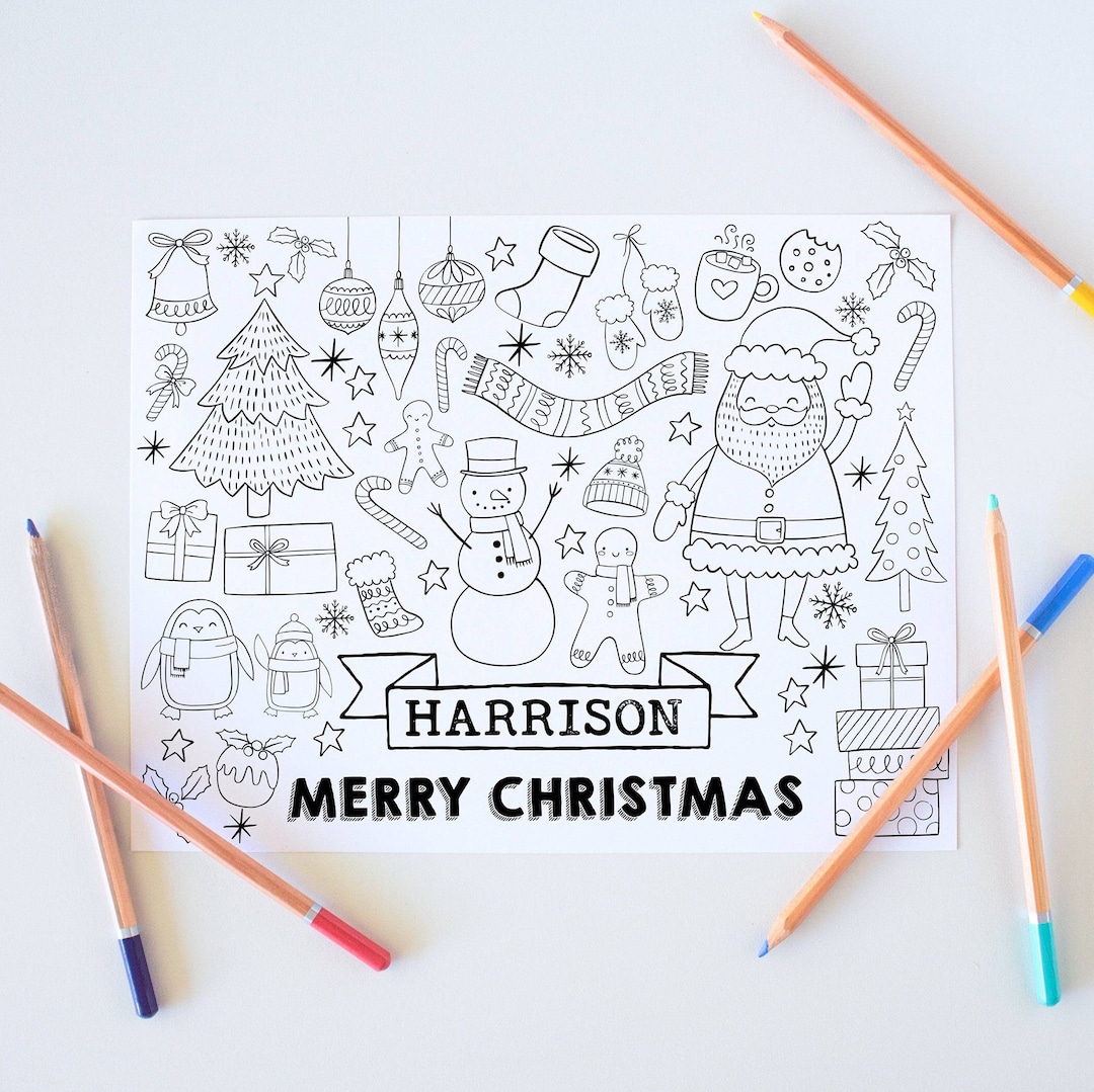 Christmas Activity Placemat, Printable Kids Christmas Coloring Page ...