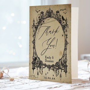 Halloween Gothic Frame Thank You Card Template, Printable Vintage ...