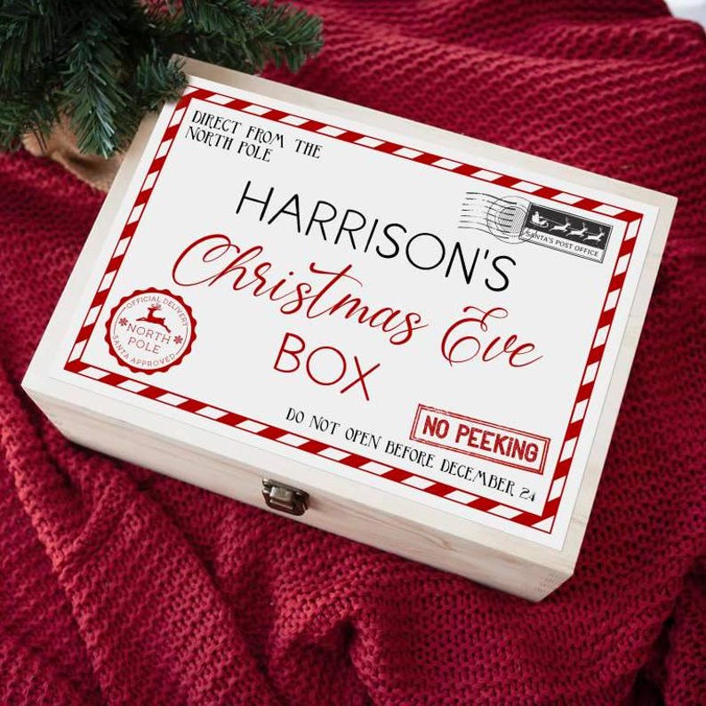 Editable Christmas Eve Box Label Template, Printable Holiday Tradition ...