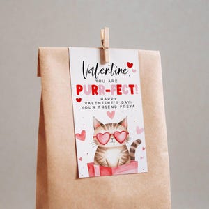 Cat Valentine's Day Gift Tag Template, Printable You Are Purr-fect ...