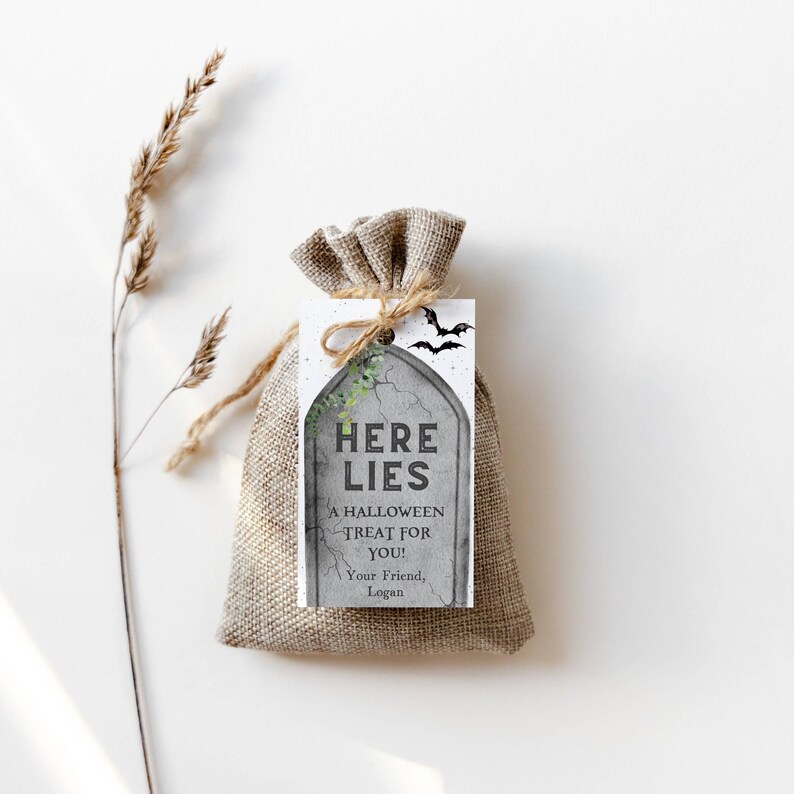 Tombstone Halloween Gift Tag Template Printable Gravestone - Etsy