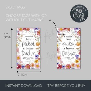 Teacher Appreciation Tag Template, Printable Couldn't Have Picked A ...