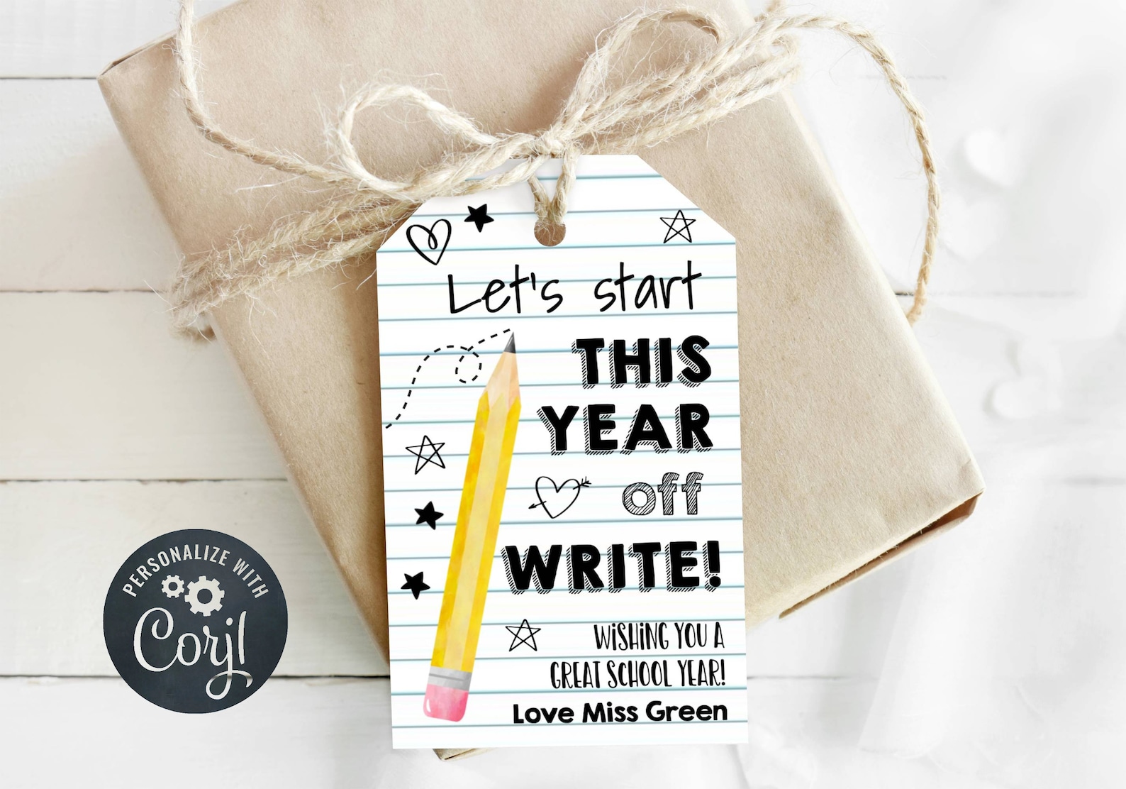 Let's Start This Year off Write Gift Tag Template - Etsy
