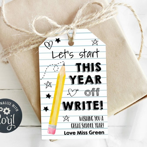 Back to School Tag Printable First Day of School Pencil Gift - Etsy
