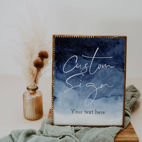 Navy Wedding Menu Template Printable Ombre Watercolor Wedding - Etsy