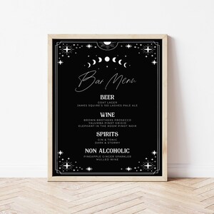 Tarot Card Wedding Bar Menu Template, Printable Gothic Halloween Moon ...