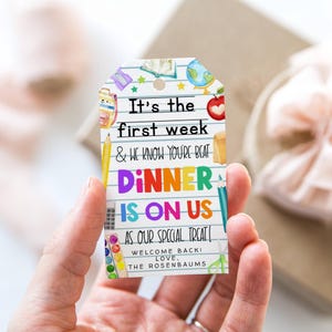 Dinner is on Us Teacher Appreciation Gift Tag Template, Printable First ...