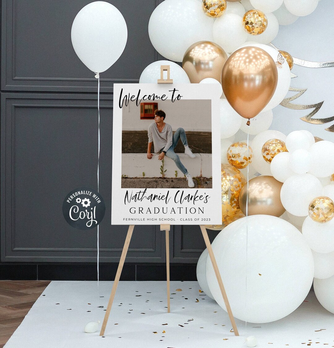 Modern Graduation Photo Welcome Sign Template Printable - Etsy