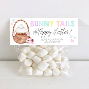 Editable Easter Bunny Tails Bag Topper Template, Printable Pastel ...