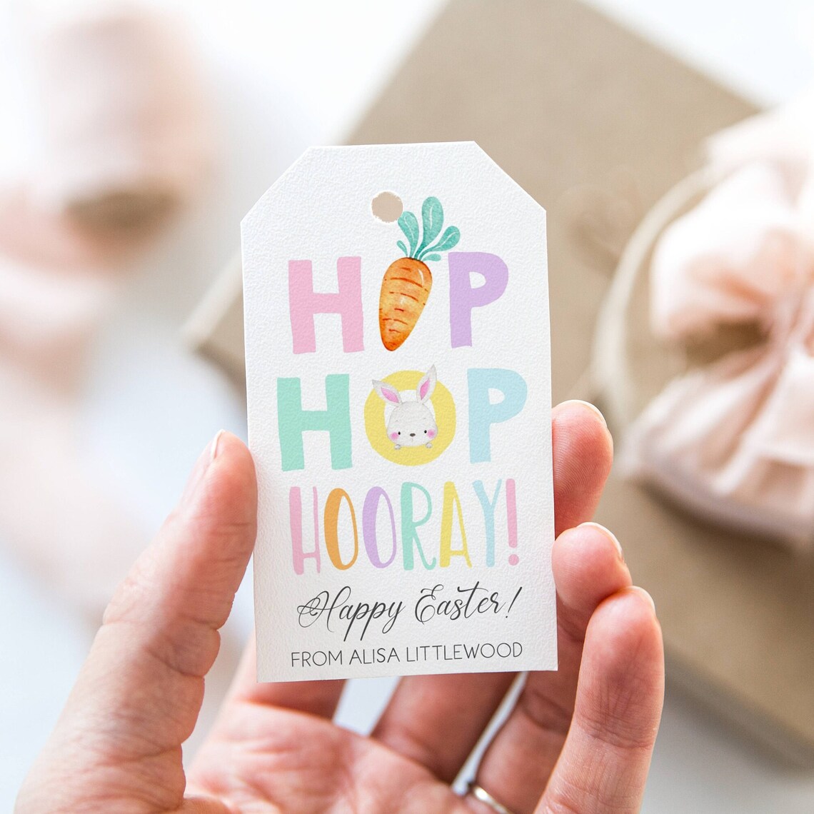 Hip Hop Hooray Easter Gift Tag Template, Printable Easter Basket Carrot ...