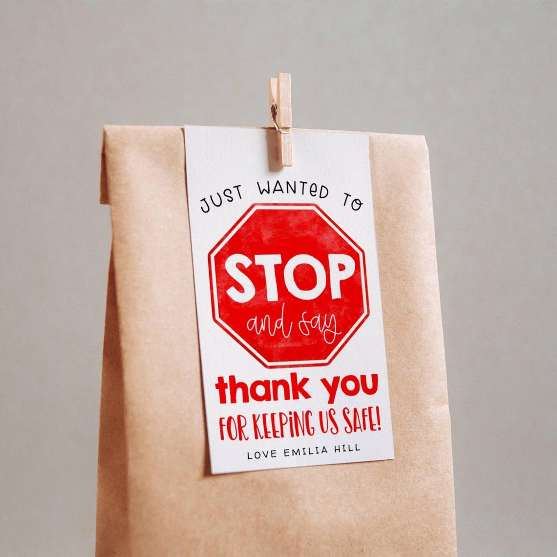 School Crossing Guard Appreciation Gift Tag Template, Printable Stop ...