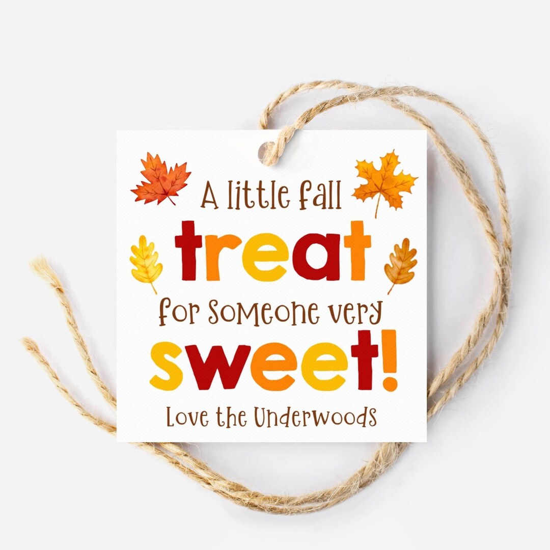 Fall Treat for Someone Sweet Square Favor Tag Template, Printable ...