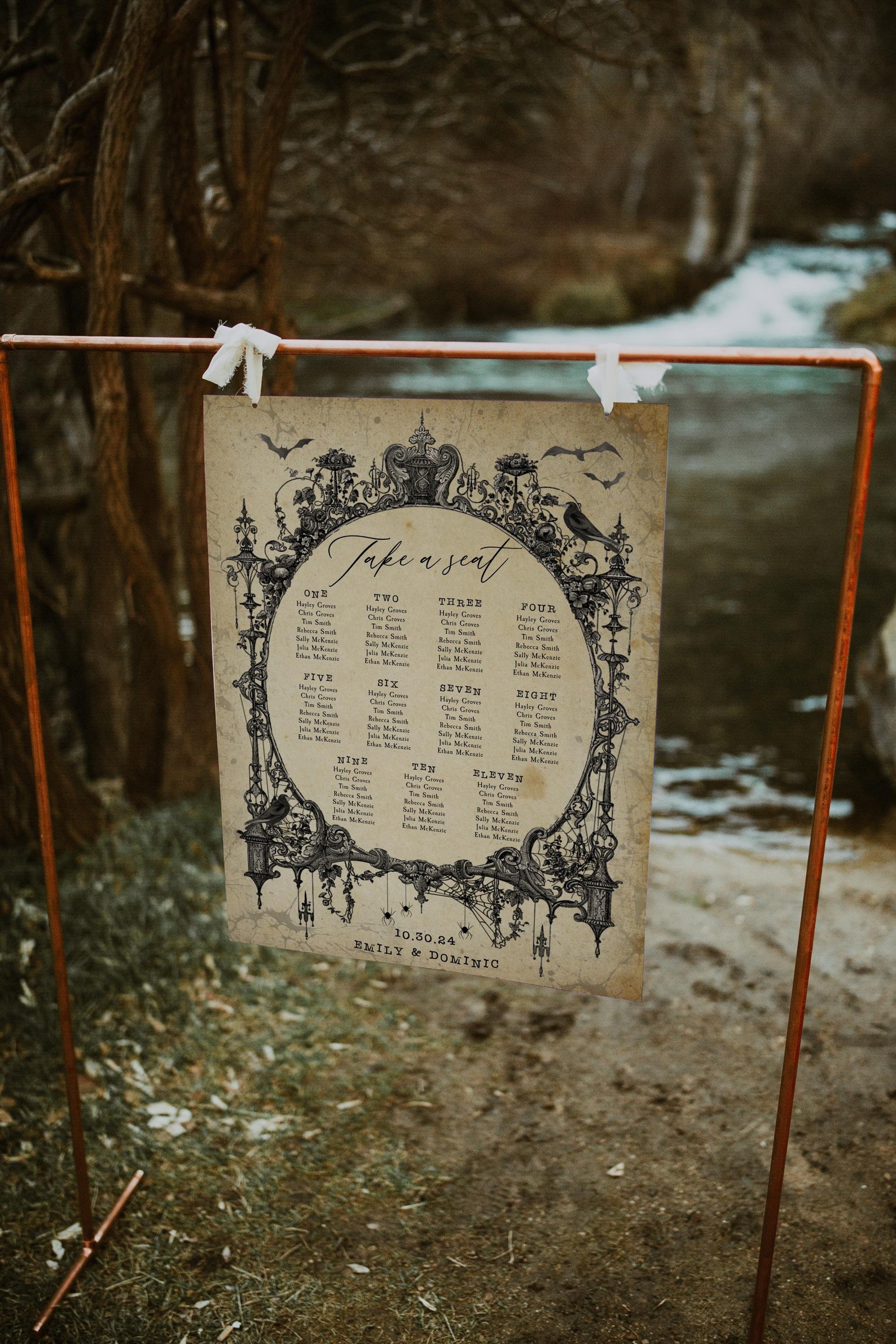 Halloween Gothic Frame Seating Chart Template, Printable Vintage ...