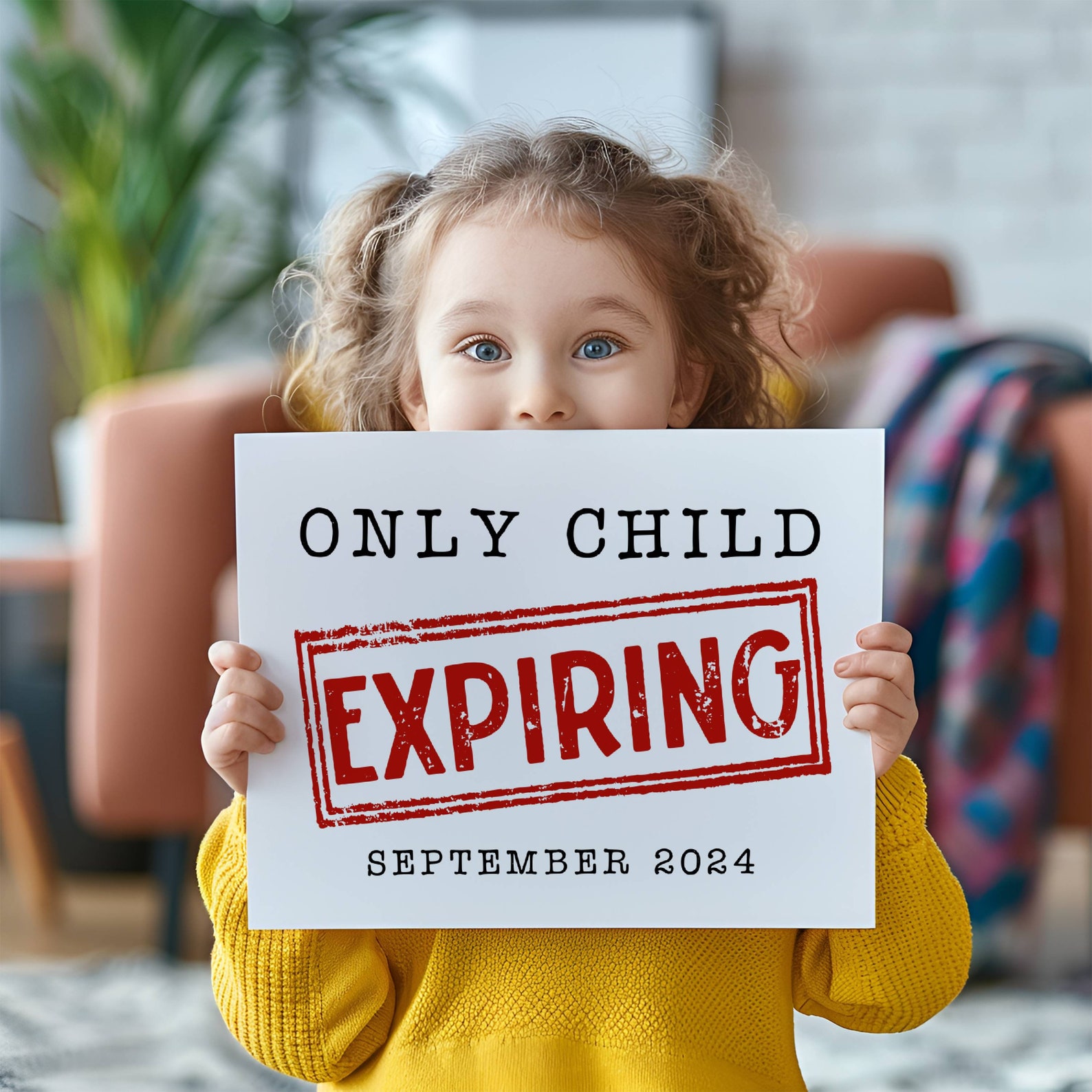 Only Child Expiring Announcement Sign, Printable Pregnancy Reveal Sign ...
