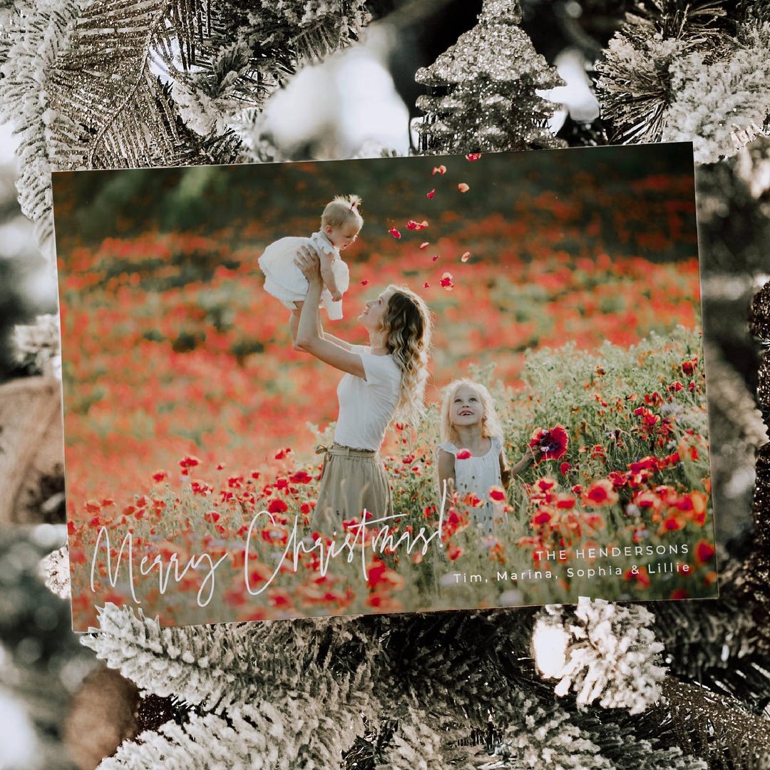 Modern Photo Holiday Card Template, Printable Minimalist Simple ...