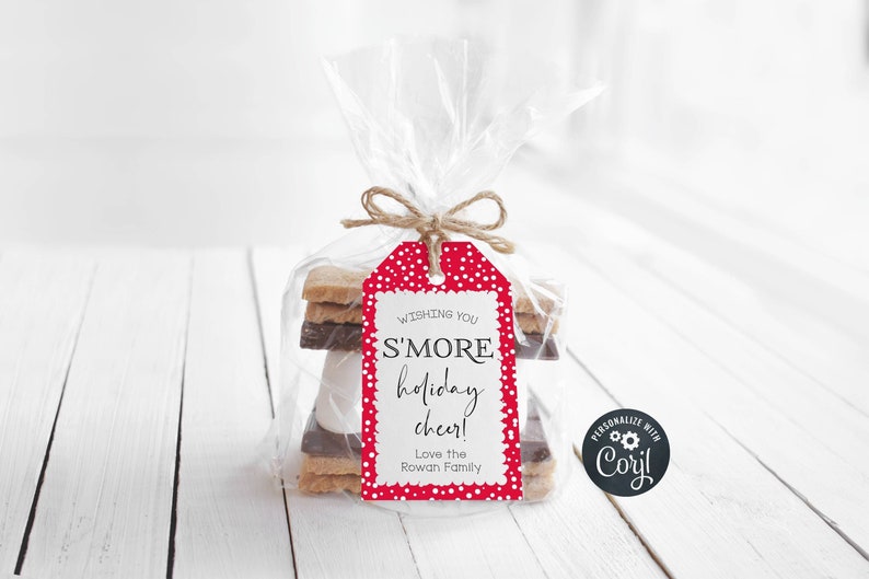 S'mores Christmas Gift Tag Template Printable Holiday | Etsy