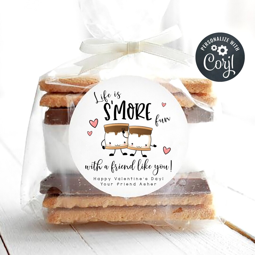 Round Valentine S'mores Favor Tag Template, Life is Smore Fun With a ...