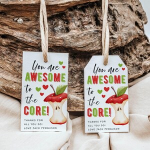Awesome to the Core Appreciation Gift Tag Template, Printable Apple ...