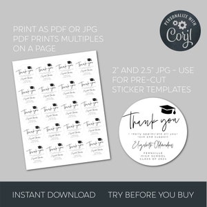 Modern Graduation Favor Tag Template, Printable Graduate Thank You Gift ...